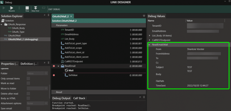 Using OAuth2 to access emails - Linx